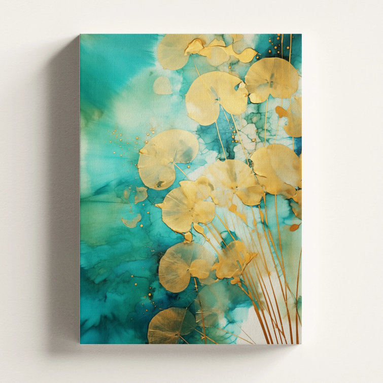 Mercer41 Gold Dandelion Wall Art | Abstract Floral Canvas Print | Wayfair.co.uk